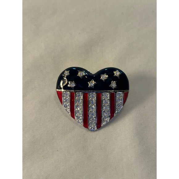 unbranded | Jewelry | Heart Pin American Flag Red White And Blue | Poshmark
